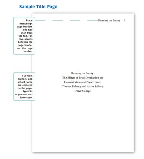 Apa Cover Sheet Template