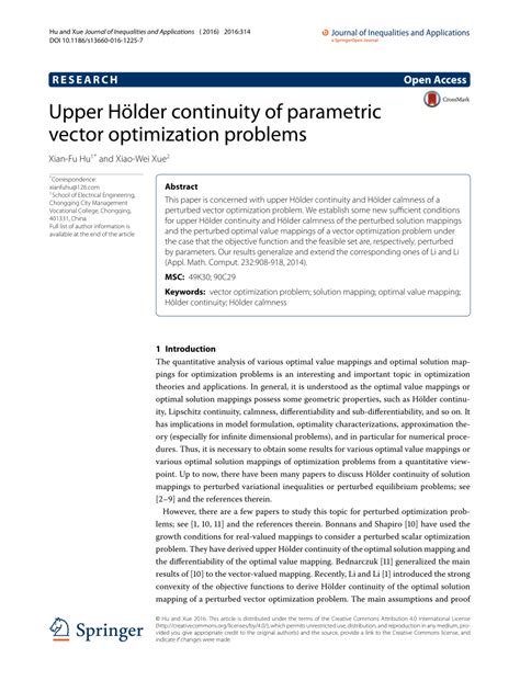 Pdf Upper Hölder Continuity Of Parametric Vector Optimization Problems