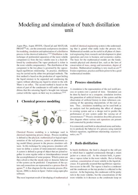pdf modeling and simulation of batch distillation unit dokumen tips