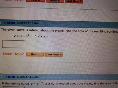 Solved The Given Curve Is Rotated About The Y Axis Find