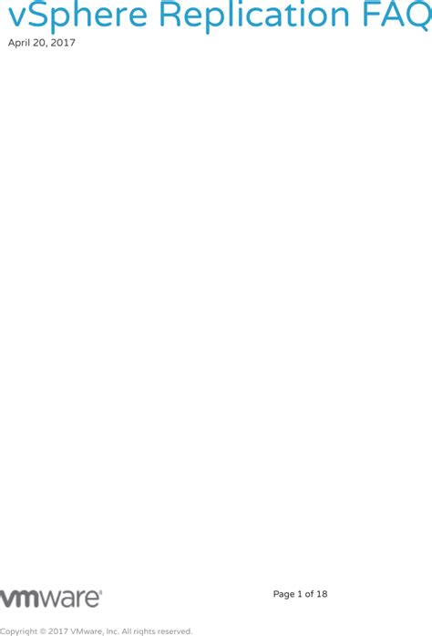 VSphere Replication FAQ V Sphere