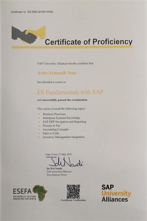 Arno Armandt Janz On Linkedin Sap Certificate Of Proficiency