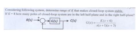 Solved Considering Following System Determine Range Of K Chegg