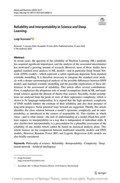 pdf reliability and interpretability in science and deep learning