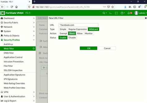 My Cybersecurity Journal Fortigate Web Filtering Static Url