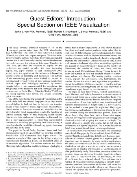 Pdf Guest Editors Introduction Special Section On Ieee Visualization