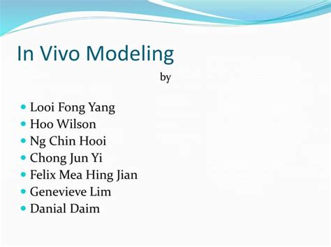 In Vivo Modeling Pptx