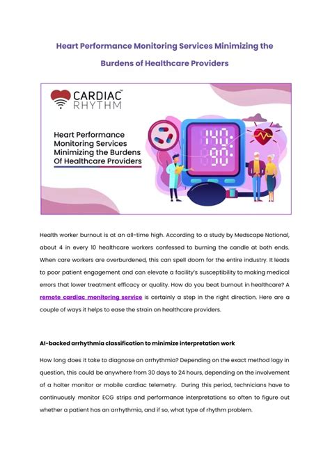Ppt Heart Performance Monitoring Services Minimizing The Burdens Of