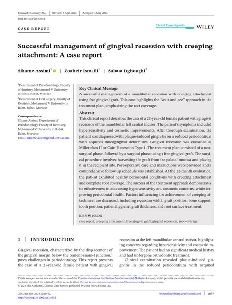 Pdf Successful Management Of Gingival Recession With Creeping