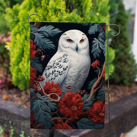Snowy Owl Garden Flag Snowy Owl Flag Winter Owl Garden Flag Winter