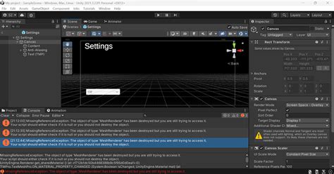UI TextMeshPro Creating Error MissingReferenceException Unity