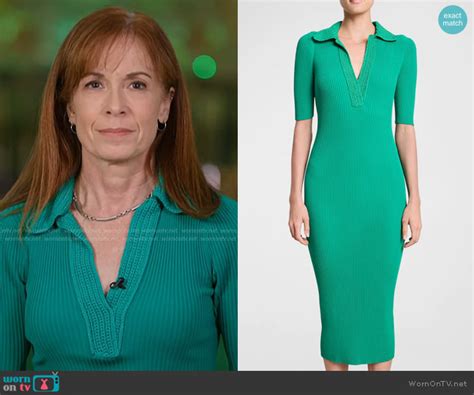 Wornontv Diana Olicks Green Knit Collar Ribbed Dress On Nbc News