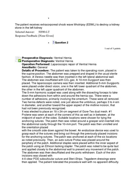 SOLUTION HIM Rasmussen ICD CM Coding Ventral Hernia And ESWL Quiz Studypool