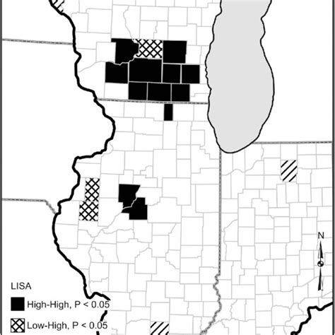 local indicator of spatial autocorrelation significance cluster map for