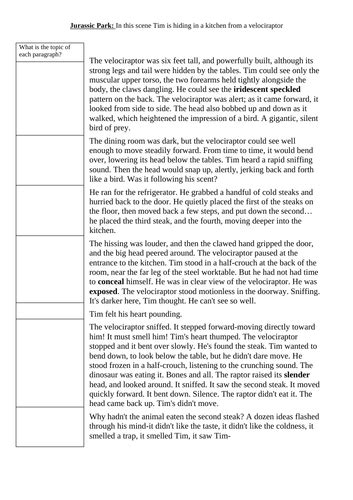 Aqa Language Paper 1 Q3 Structure Lower Ability Teaching Resources