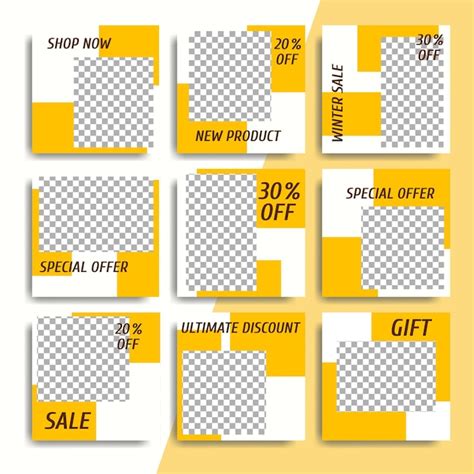 제품 벡터 일러스트레이션을 판매하는 소셜 미디어 포스트를 위한 트렌디한 편집 가능한 템플릿 프리미엄 벡터