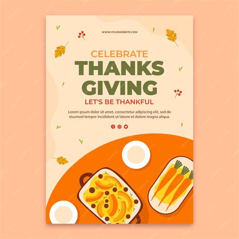 추수 감사절 축하 세로 포스터 템플릿 무료 벡터