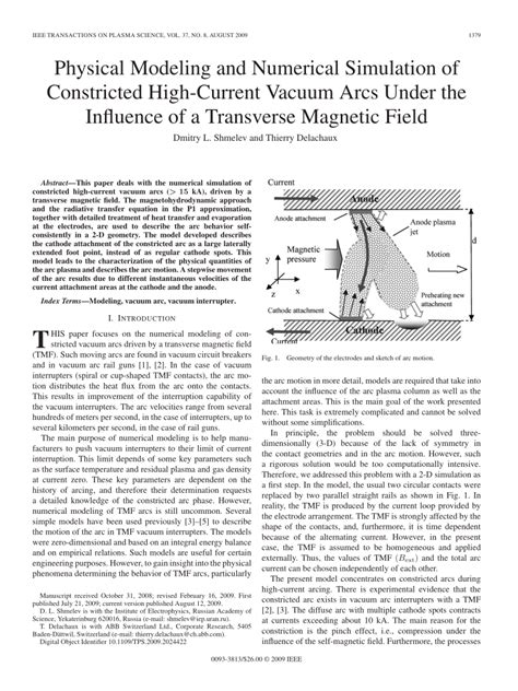 Pdf Physical Modeling And Numerical Simulation Of Constricted High Current Vacuum Arcs Under