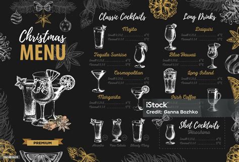 손 그리기 크리스마스 휴일 메뉴 디자인입니다 레스토랑 메뉴 칵테일에 대한 스톡 벡터 아트 및 기타 이미지 칵테일 공휴일 메뉴판 Istock