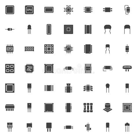 Vector Electronic Components Icons Set Stock Vector Illustration Of Icon Capacitor 35997701