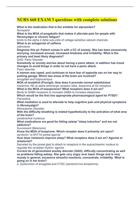 Nurs 660 Exam 3 Questions With Complete Solutions Nurs 660 Stuvia Us