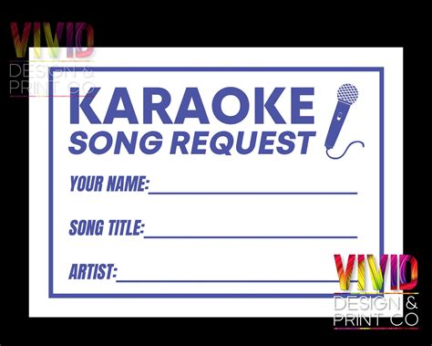 Karaoke Song Request Slips Printable Template Digital Download Etsy
