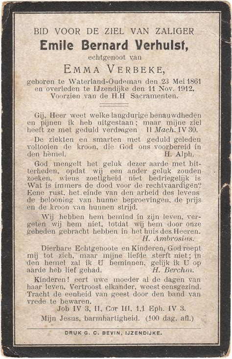 Ter Herinnering Aan Verhulst Emile Bernard