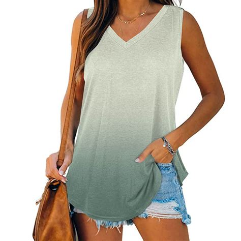 Sevevn Womens Sleeveless Tank Top Lightweight Flowy Fit Casual V Neck
