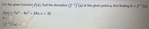 [answered] for the given function f x find the derivative f 1
