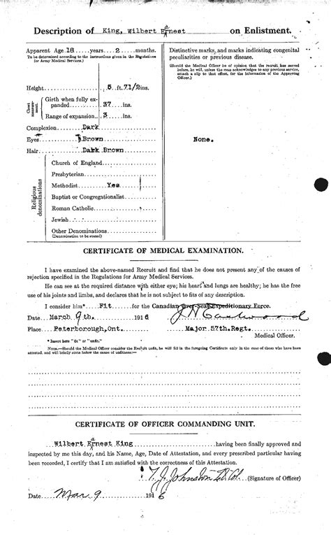 King Wilbert Ernest Service No 195798 History Of The 18th