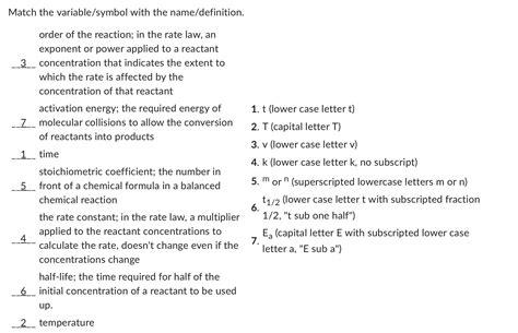 Solved Match The Variable Symbol With The Chegg