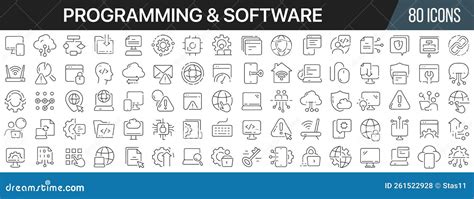 Programming And Software Line Icons Collection Big UI Icon Set In A