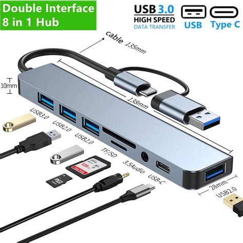 Cổng USB C Mở Rộng USB Hub Loại C Bộ Chia Loại C Dock Bộ Chuyển Đổi Đa Cổng USB Mở Rộng Cho