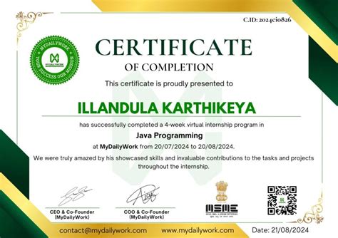 Illandula Karthikeya On Linkedin Happy To Share My Certificate Of Completion In The Java Domain
