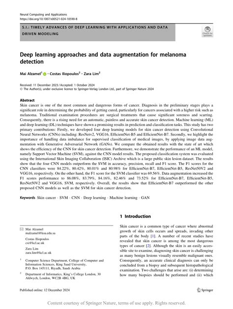 Deep Learning Approaches And Data Augmentation For Melanoma Detection