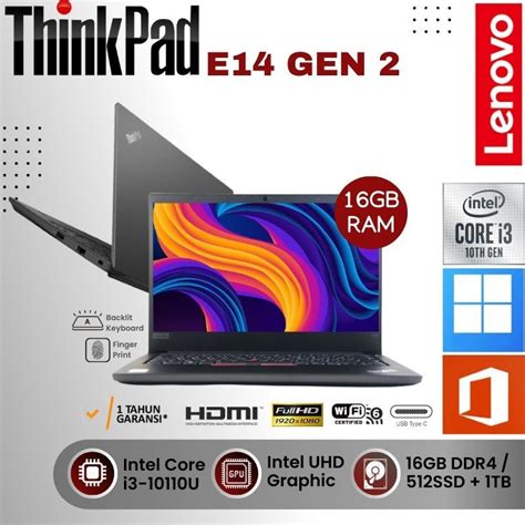 Jual Laptop Baru Lenovo Thinkpad E Intel I Gb Ram Ssd Gb Tb Hdd Intel