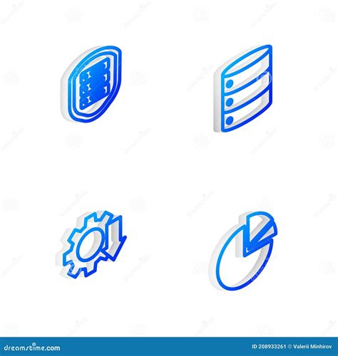 Set Isometric Line Server Data Web Hosting With Shield Cost