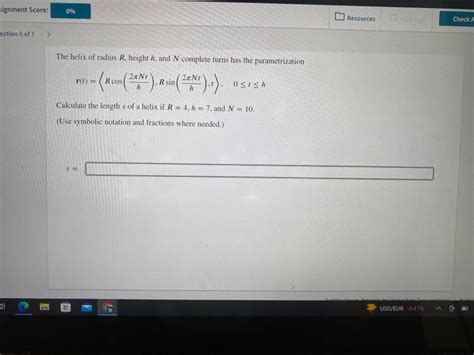 Solved The Helix Of Radius R Height H And N Complete Turns