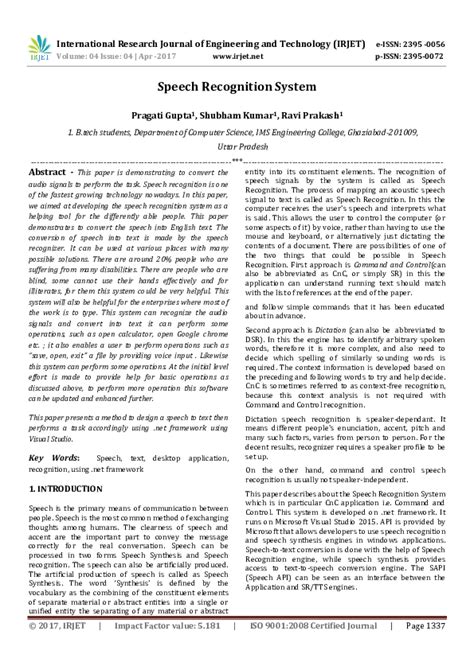 pdf speech recognition system