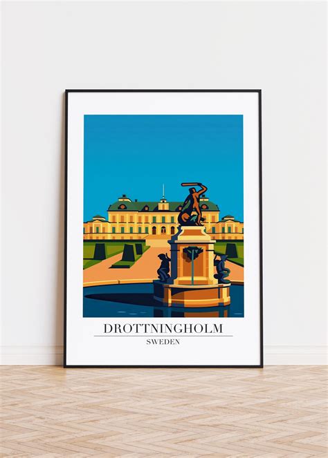 Drottningholm Sweden Poster Modern Illustration Art Print Etsy