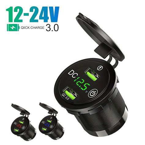 Qc 3 0 Dual Usb Fast Charger Socket 12v 24v Usb Cigarette Lighter Outlet Waterproof Dual Charger