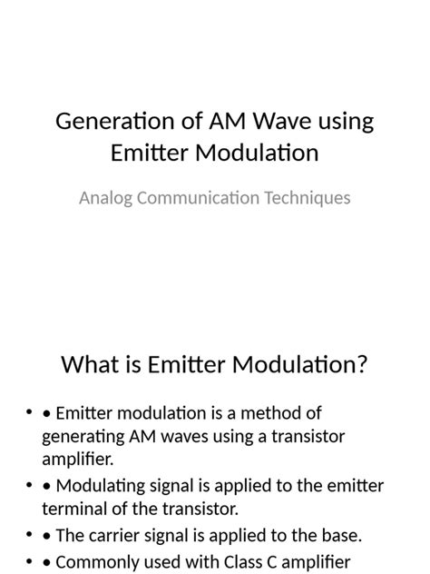 Emitter Modulation Am Generation Pdf