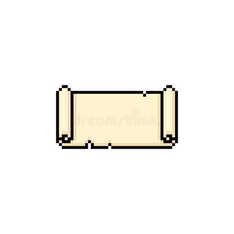 Ancient Horizontal Parchment Roll Black Outline Pixel Vector Illustration Old Beige Paper Blank