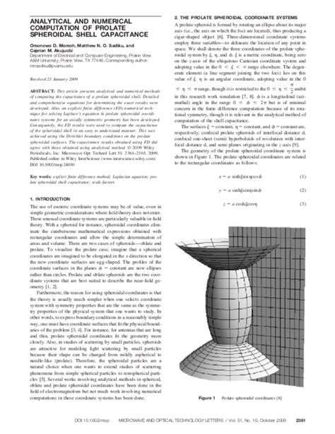 Pdf Analytical And Numerical Computation Of Prolate Spheroidal Shell