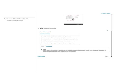 Mastering Physics A Welcome To The Physics Primer Next Babes Who Successfully Complete This