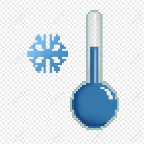 파란색 온도계 냉각 픽셀 날씨 조합 구름 일러스트 날씨 소품 미술 Png 일러스트 무료 다운로드 Lovepik