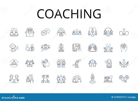 Coaching Line Icons Collection Mentoring Guiding Training Instructing Tutoring Advising