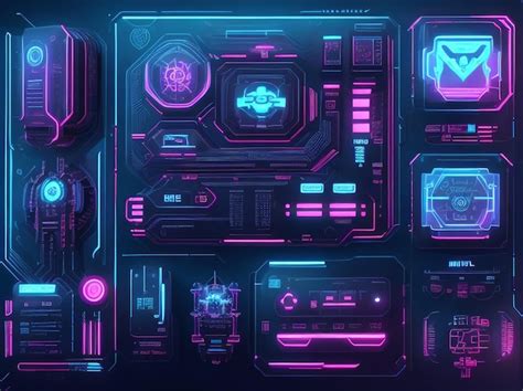 Premium Photo Hitech Elements And Hud Interface In A Cyberpunk World