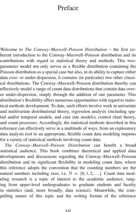 Preface The Conway Maxwell Poisson Distribution