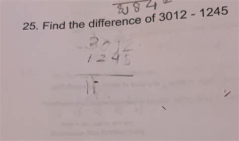 Solved Find The Difference Of 3012 1245 Math